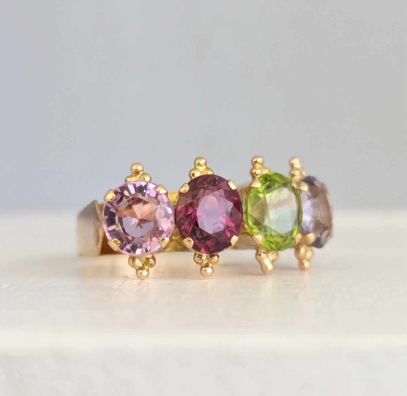 Australian Harlequin four stone ring 18ct rosey gold – The Secret ...